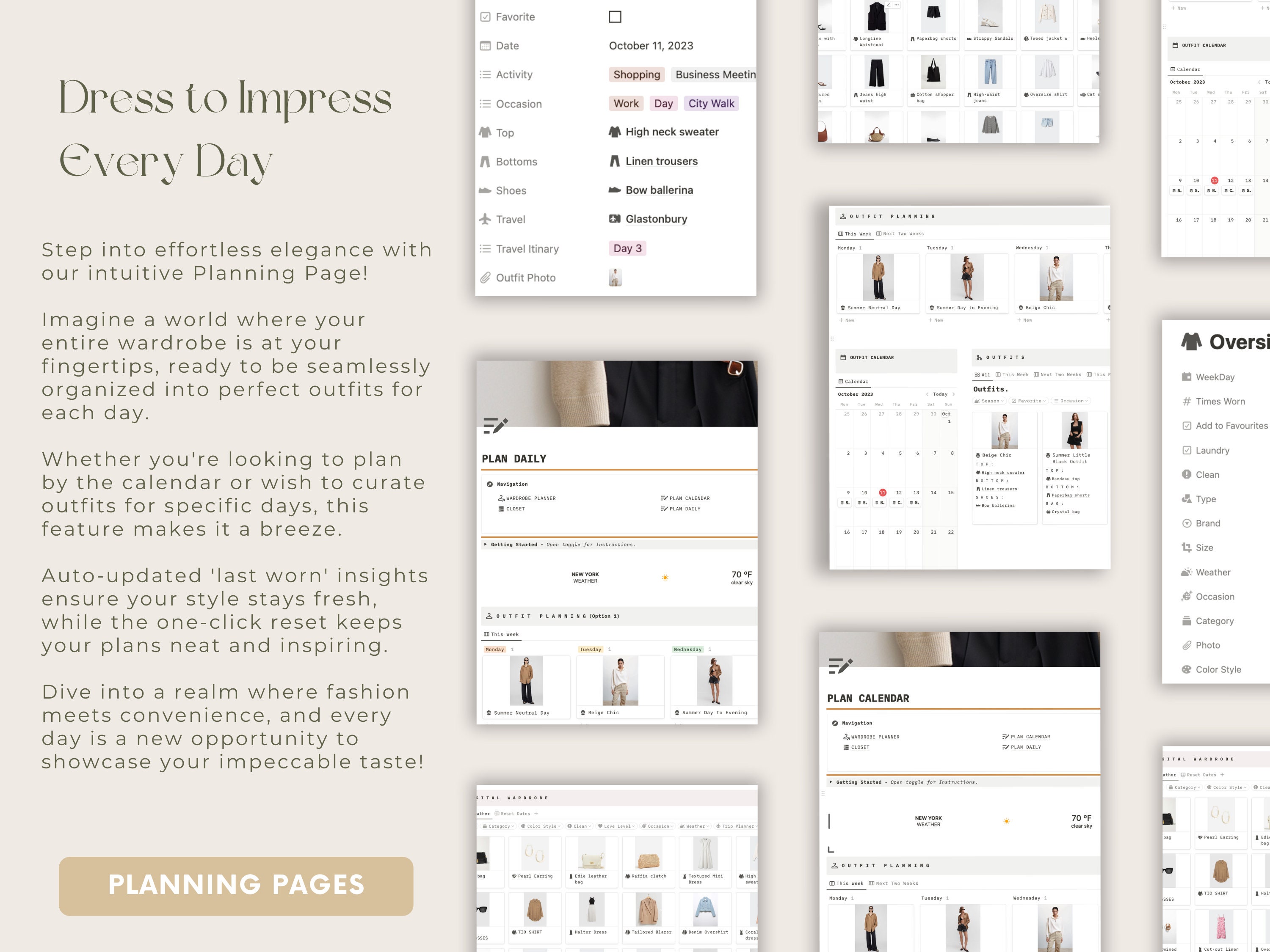 Notion Wardrobe Planner, Wardrobe Manager, Notion Template, Notion ...