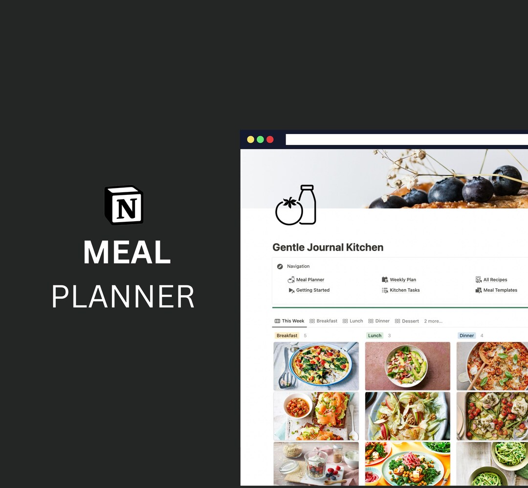 Notion Meal Planner Template Automated Grocery Lists, Custom Meal ...