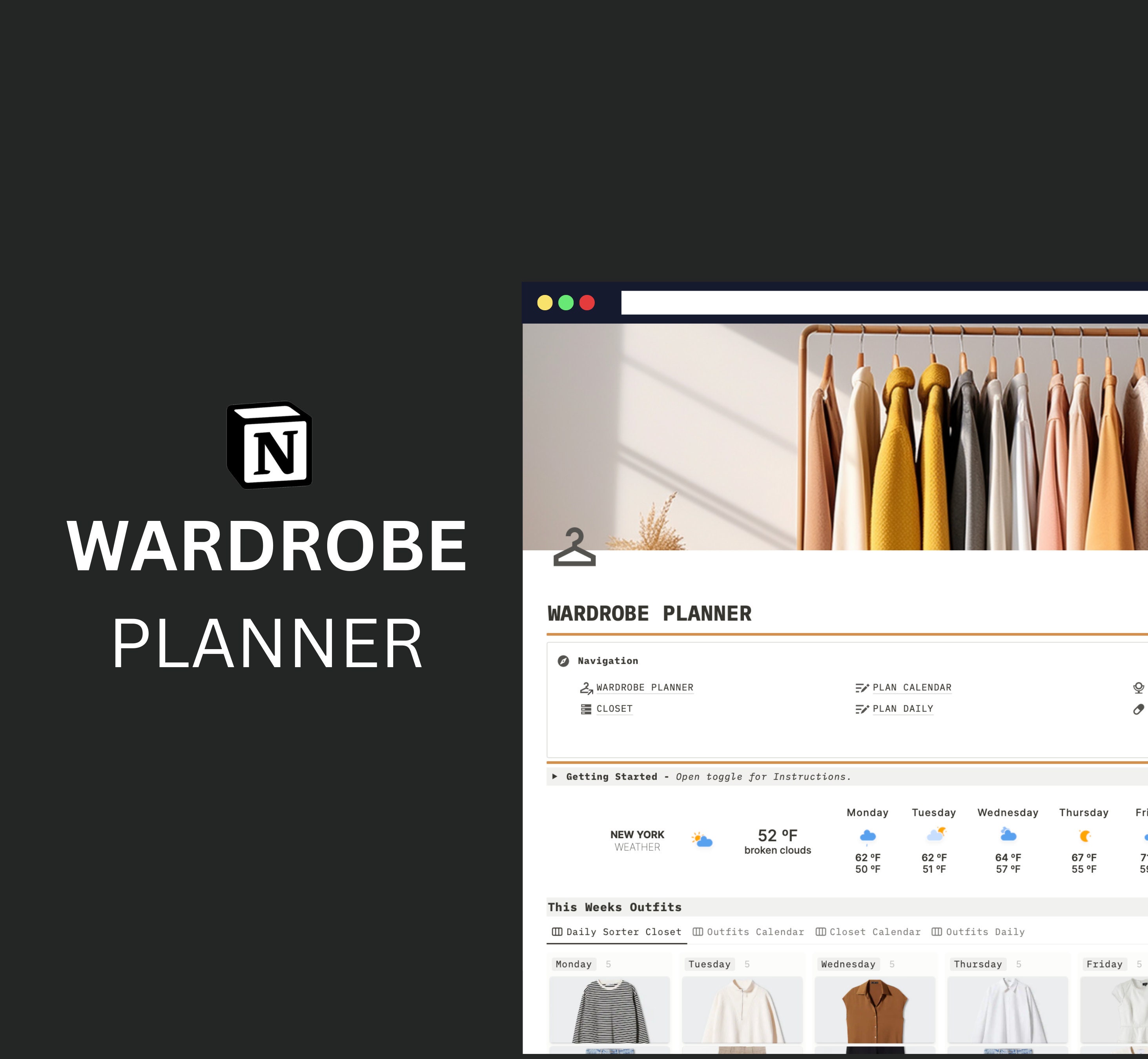 Notion Wardrobe Planner, Wardrobe Manager, Notion Template, Notion ...
