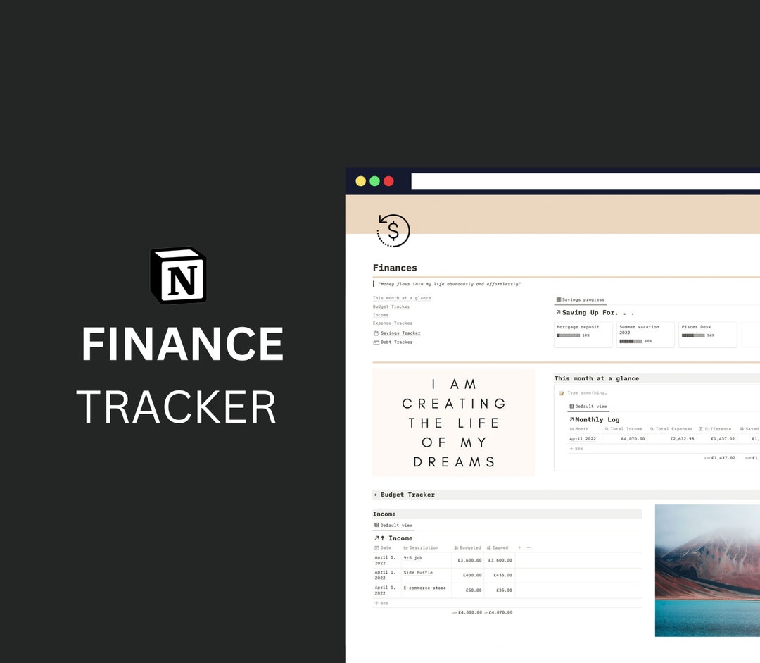 Notion Template Personal Finance Tracker Budget Tracker | Income and ...