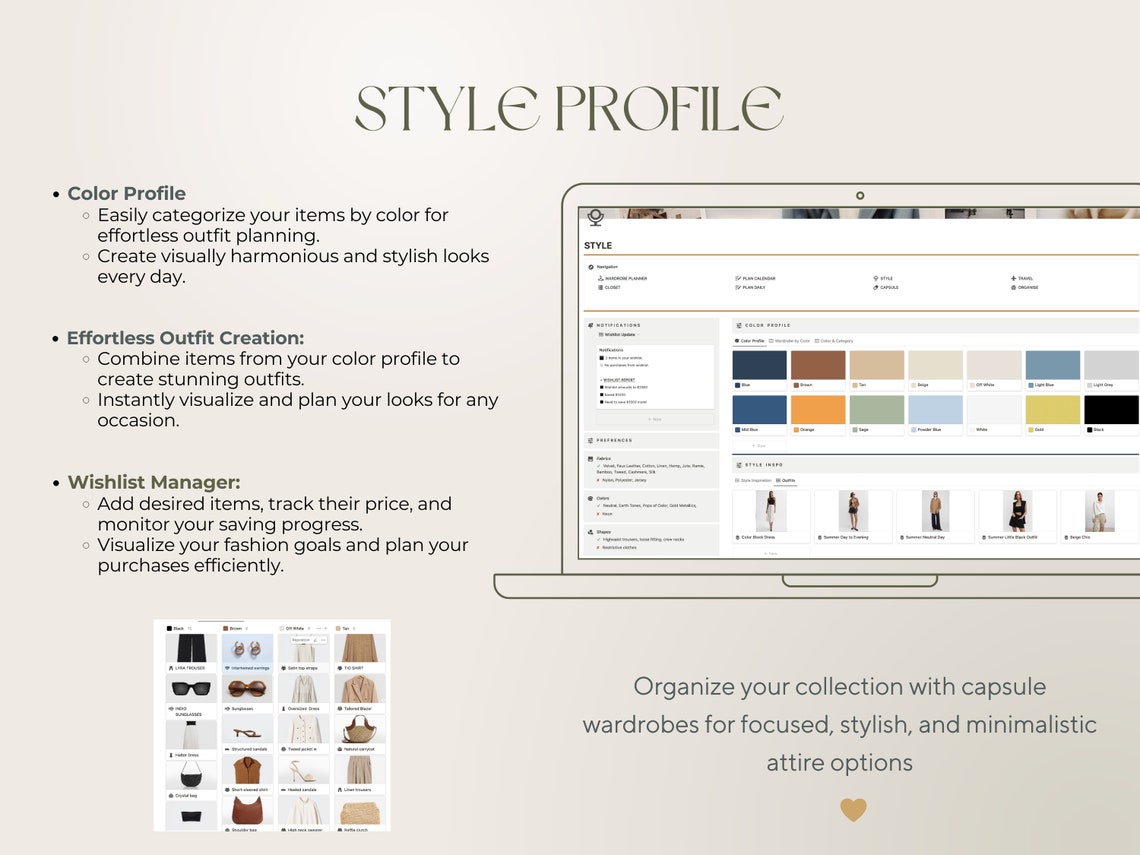 Notion Wardrobe Planner, Wardrobe Manager, Notion Template, Notion ...