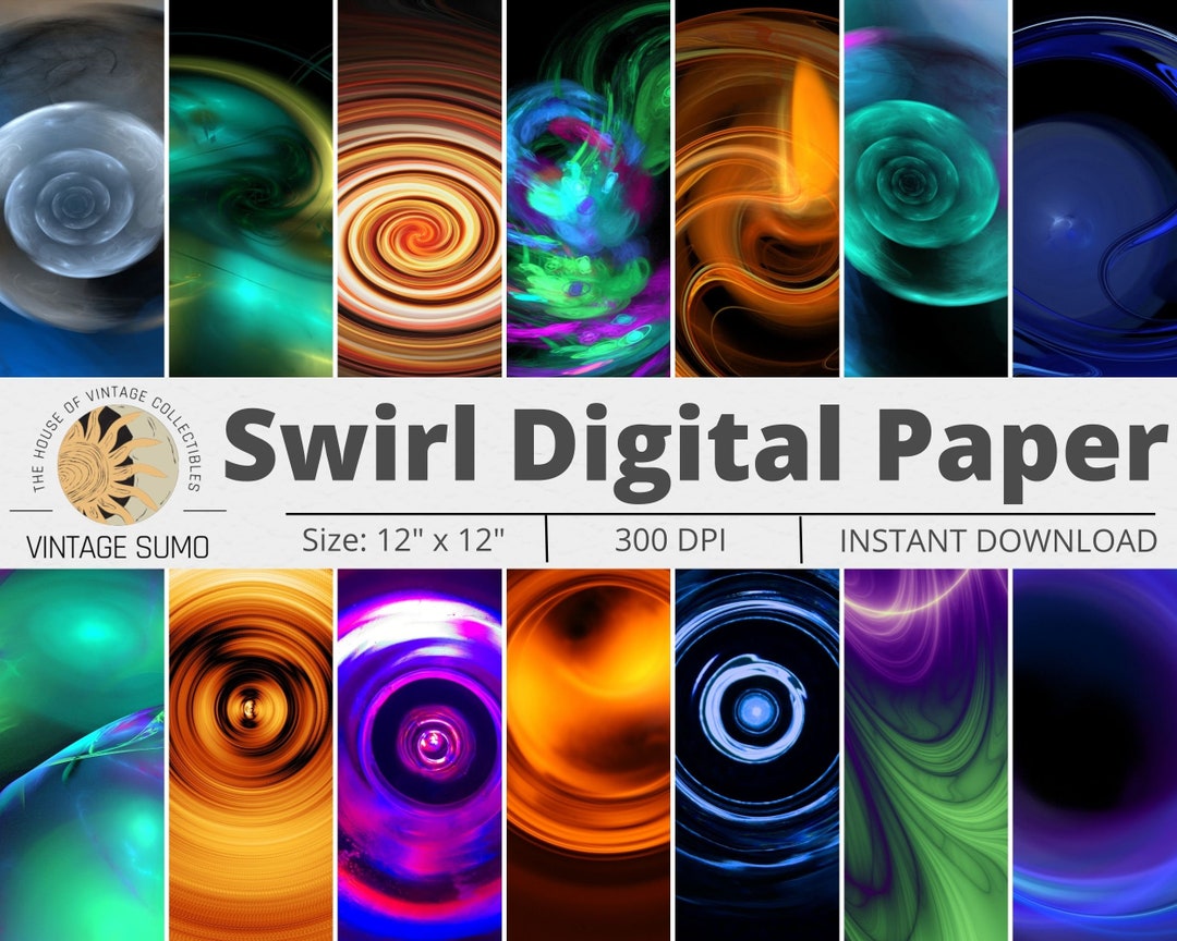Swirl Texture Digital Paper, Rainbow Twirl Printable Scrapbook Paper ...