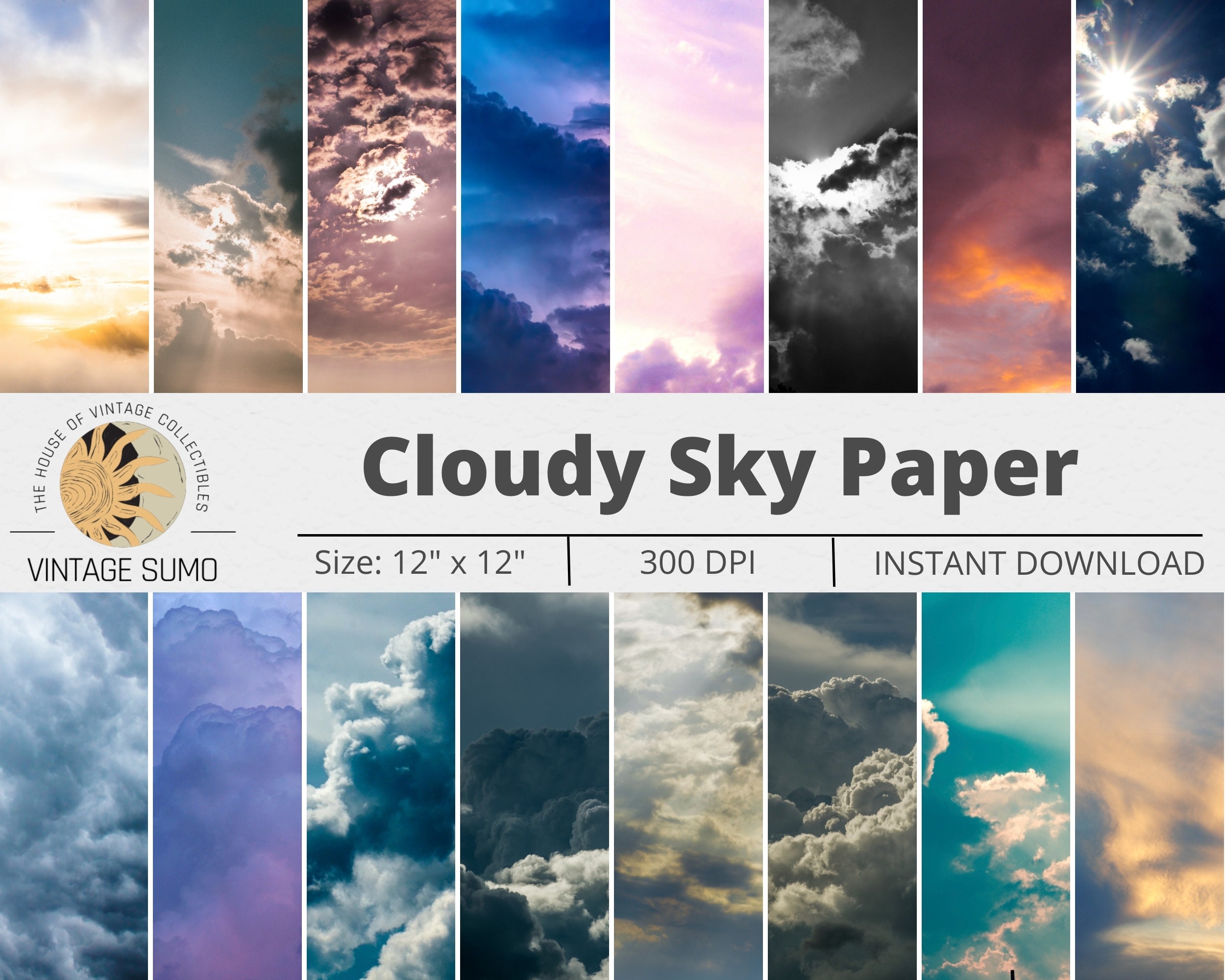 Cloudy Sky Digital Paper Sky Overlay Clouds Scrapbooking - Etsy