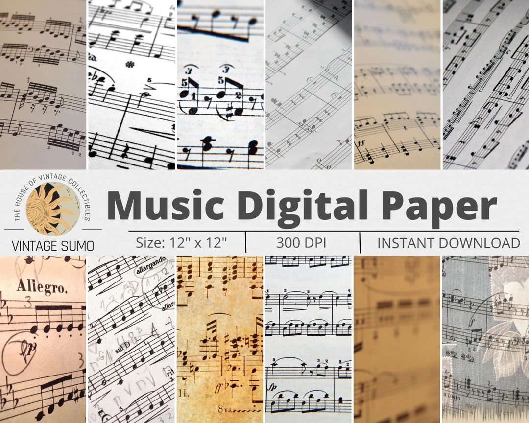 Music Digital Paper, Vintage Sheet Music Scrapbook Papers, Old Musical ...