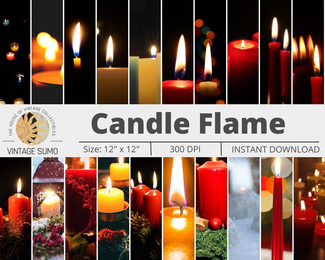 Candle Flame Digital Paper, Flame Scrapbooking Paper, Digital Flames ...