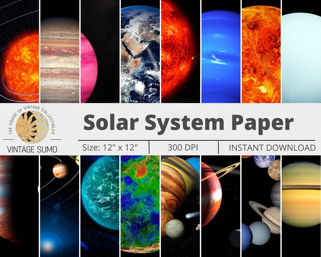Solar System Planets Digital Paper Galaxy Background Space - Etsy