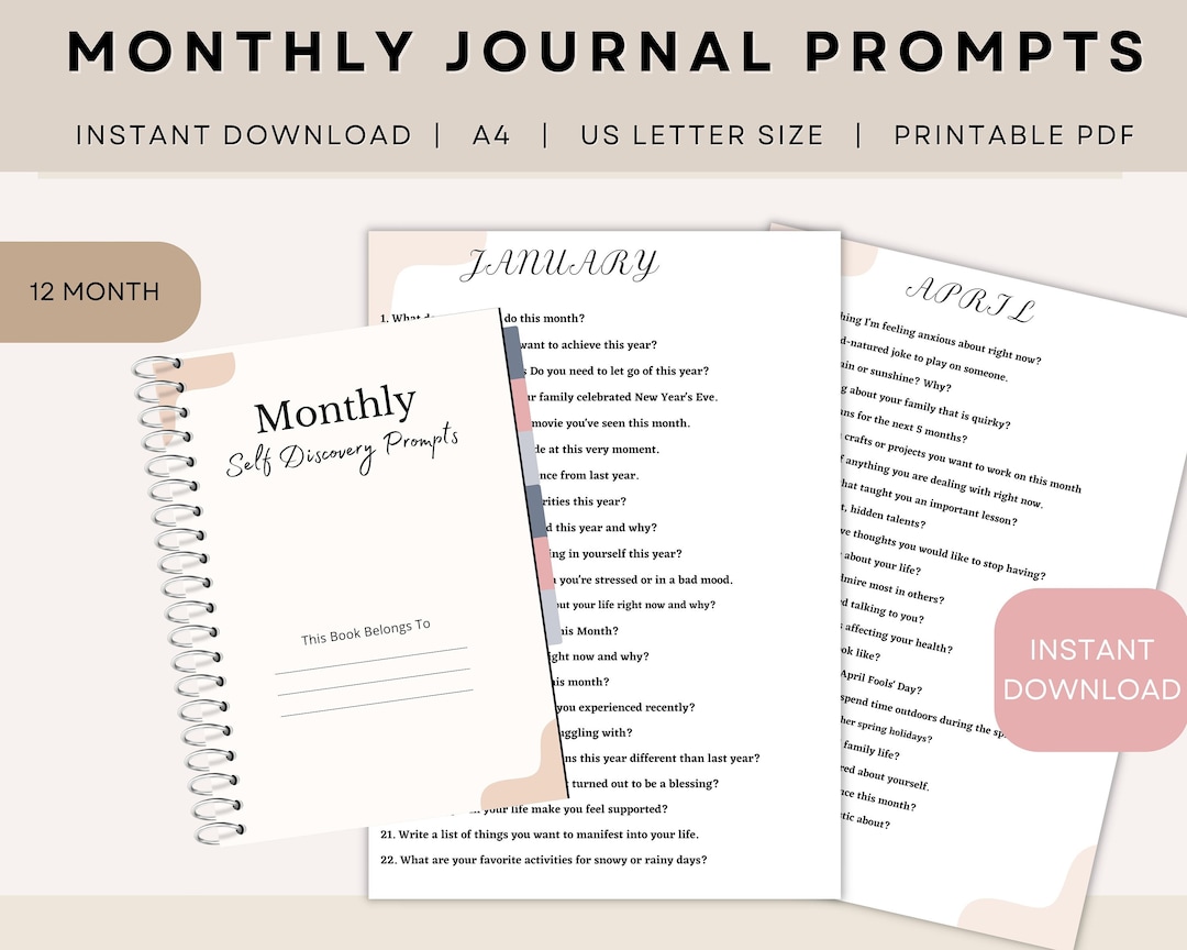 365 Journal Prompts Printable, Monthly Journal Prompts, Daily Prompts ...