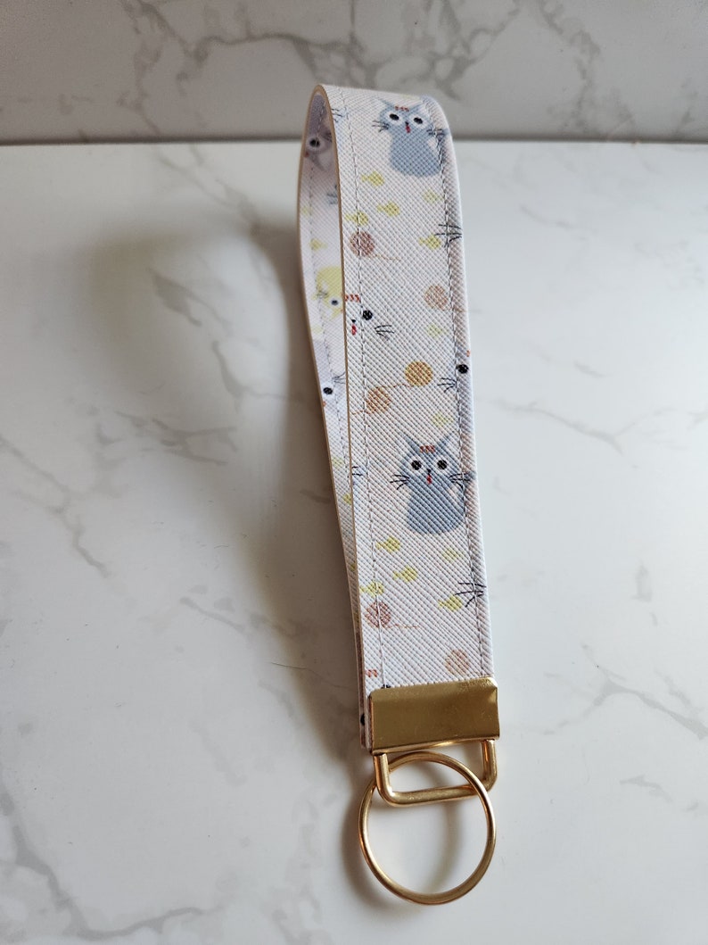 Cat Key Fob – Handmade Vegan Leather Keychain, Cute Animal Print - Etsy