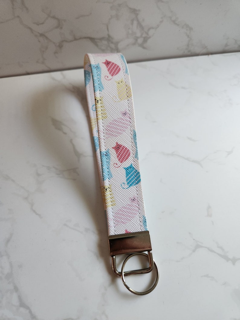 Cat Key Fob – Handmade Vegan Leather Keychain, Cute Animal Print - Etsy