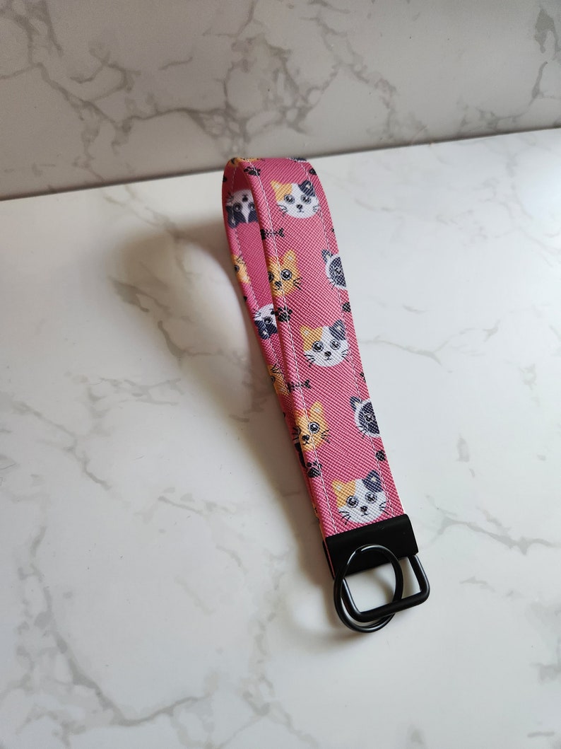 Cat Key Fob – Handmade Vegan Leather Keychain, Cute Animal Print - Etsy