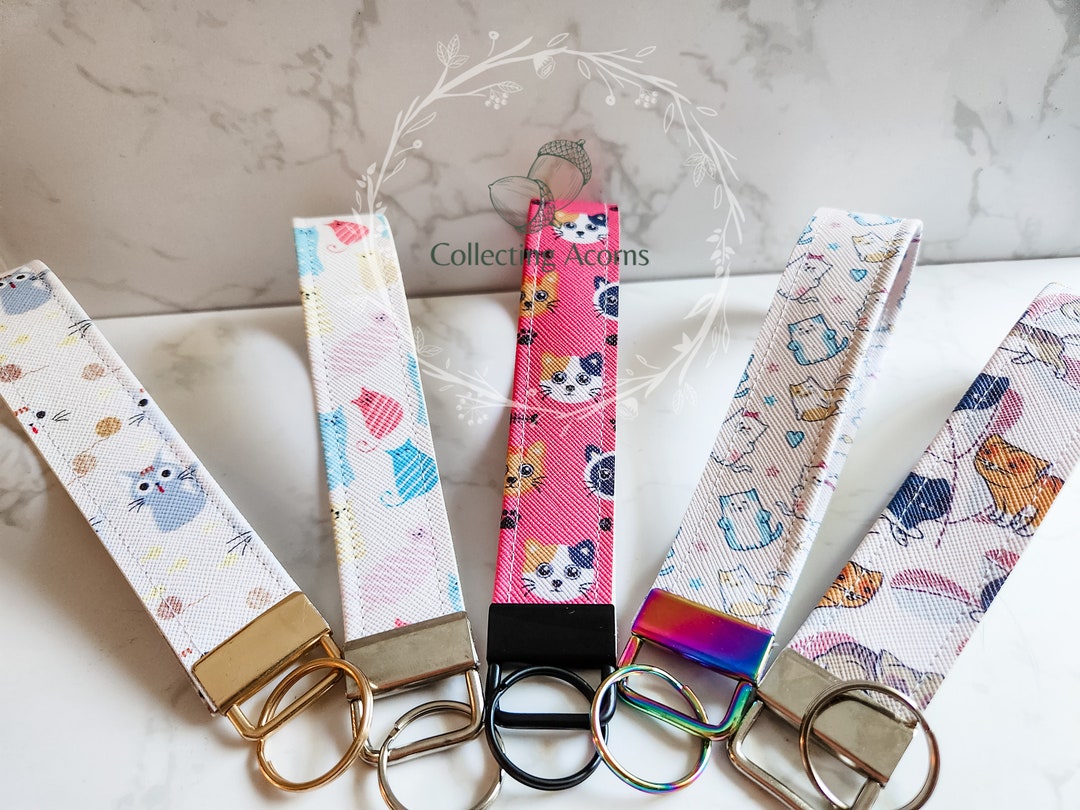 Cat Key Fob – Handmade Vegan Leather Keychain, Cute Animal Print - Etsy