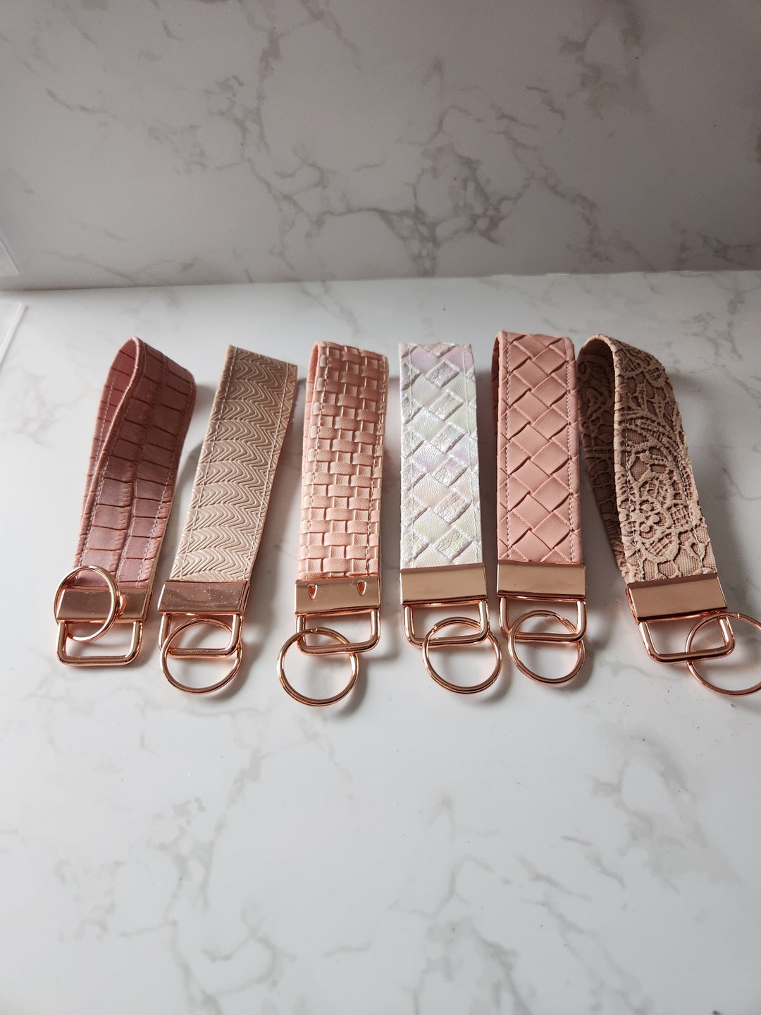 Elegant Key Fobs With Rose Colored Hardware Vegan Leather, Hand Made 4. ...