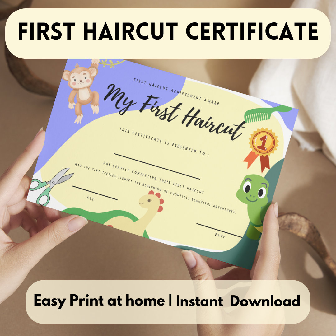 My First Haircut Certificate | Milestone Marker First Haircut Award for ...