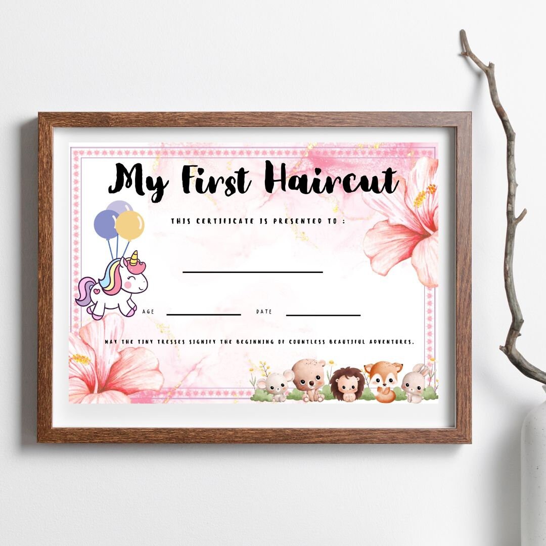My First Haircut Certificate, Milestone Marker First Haircut Award for ...