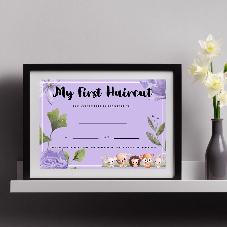 My First Haircut Certificate, Milestone Marker First Haircut Award for ...