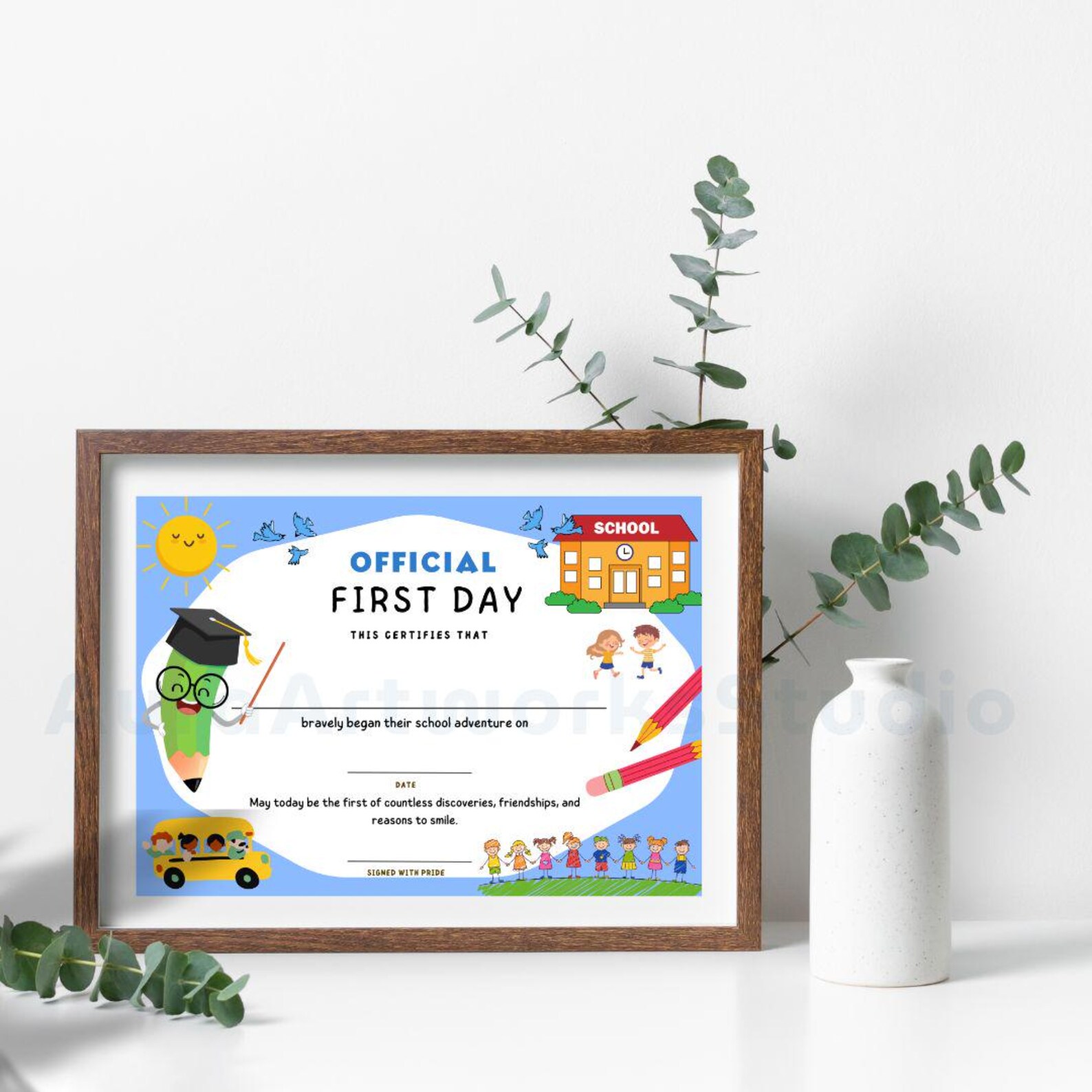 First Day of School Certificate | Printable Keepsake (PDF + PNG) - Etsy UK