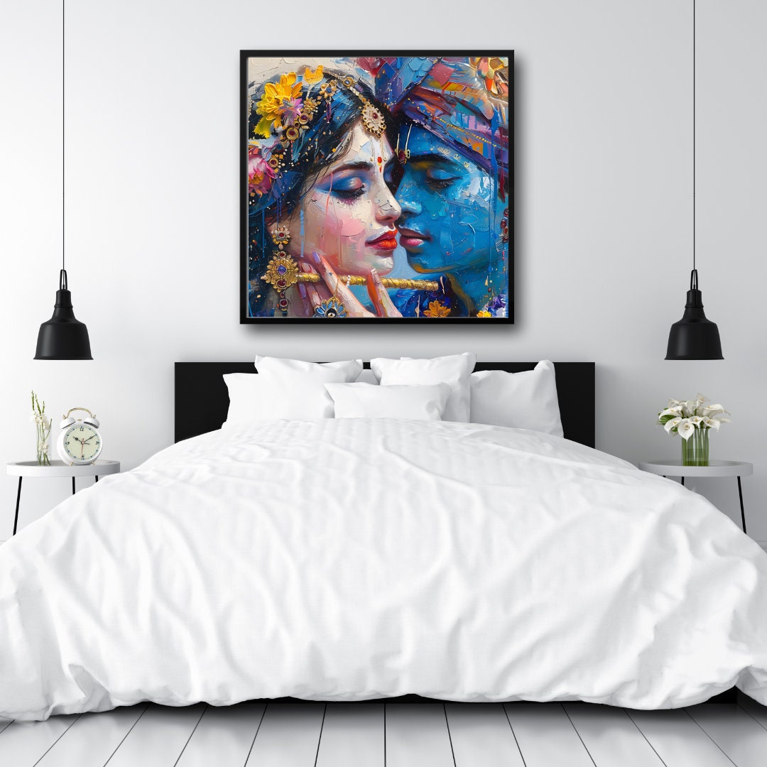 Radha Krishna Art Print, Vrindavan Indian Wall Decor (digital Download ...