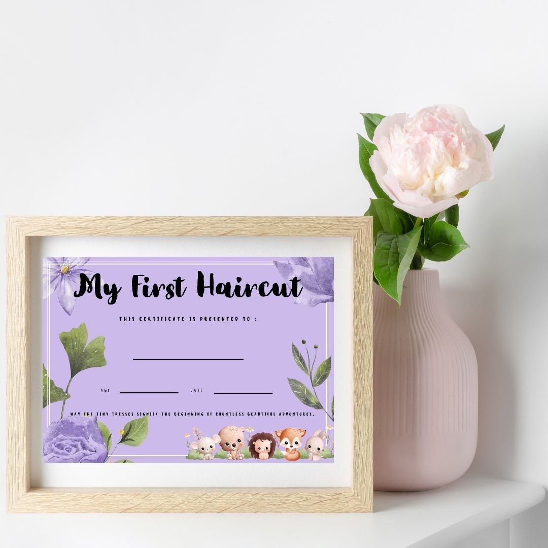 My First Haircut Certificate, Milestone Marker First Haircut Award for ...