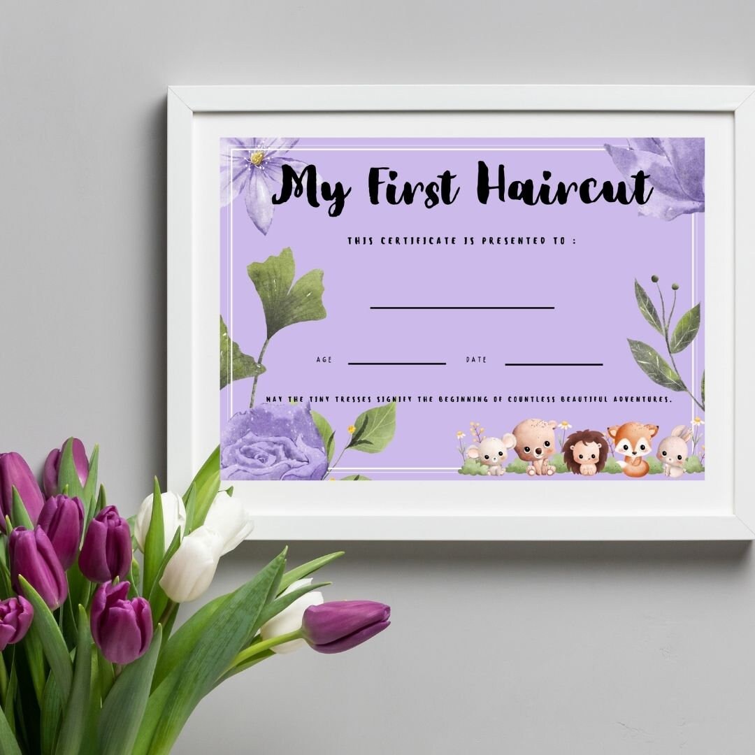 My First Haircut Certificate, Milestone Marker First Haircut Award for ...