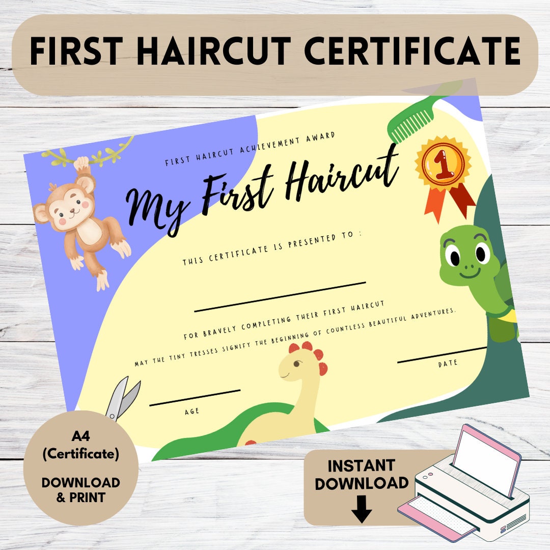 My First Haircut Certificate | Milestone Marker First Haircut Award for ...