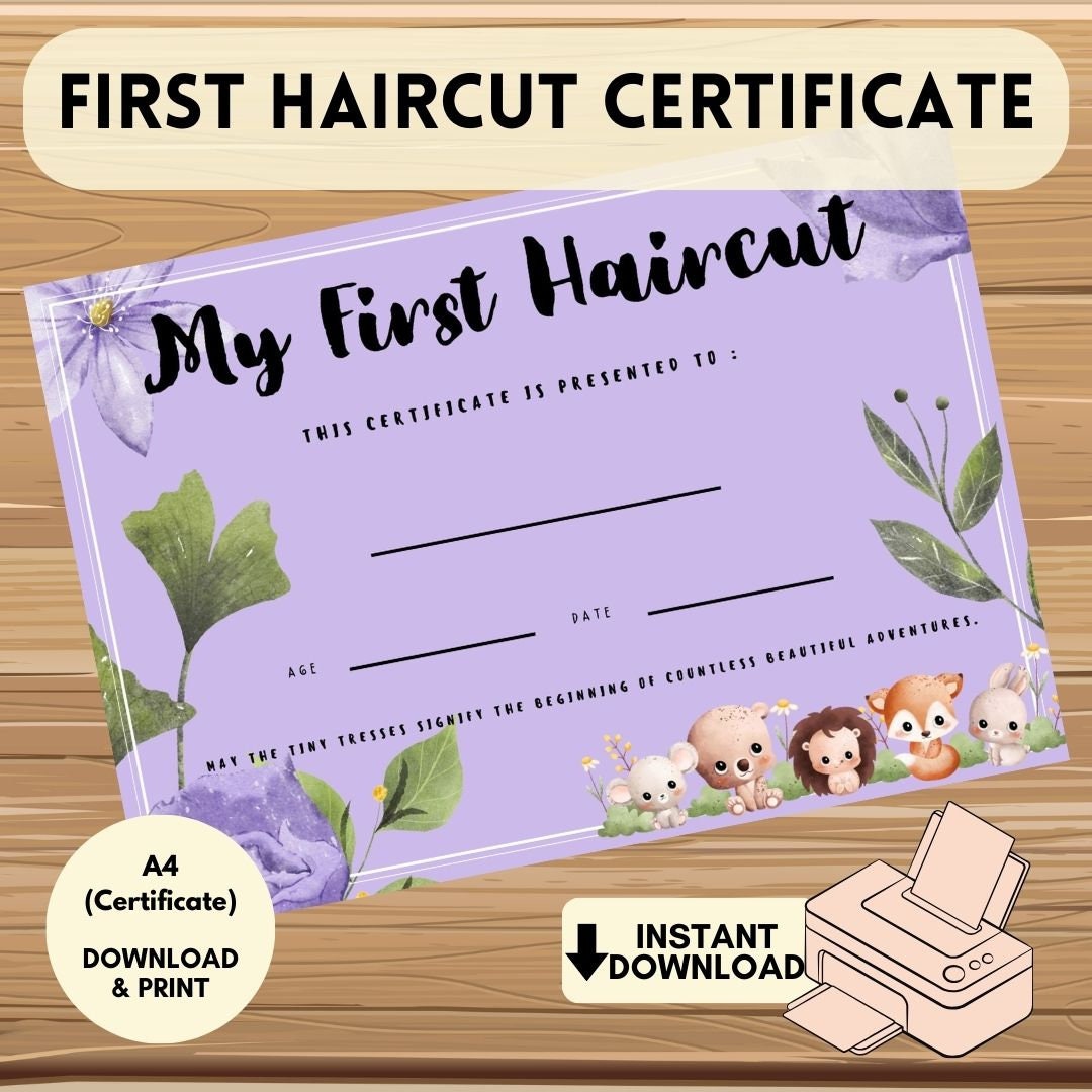 My First Haircut Certificate, Milestone Marker First Haircut Award for ...