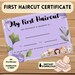 My First Haircut Certificate, Milestone Marker First Haircut Award for ...