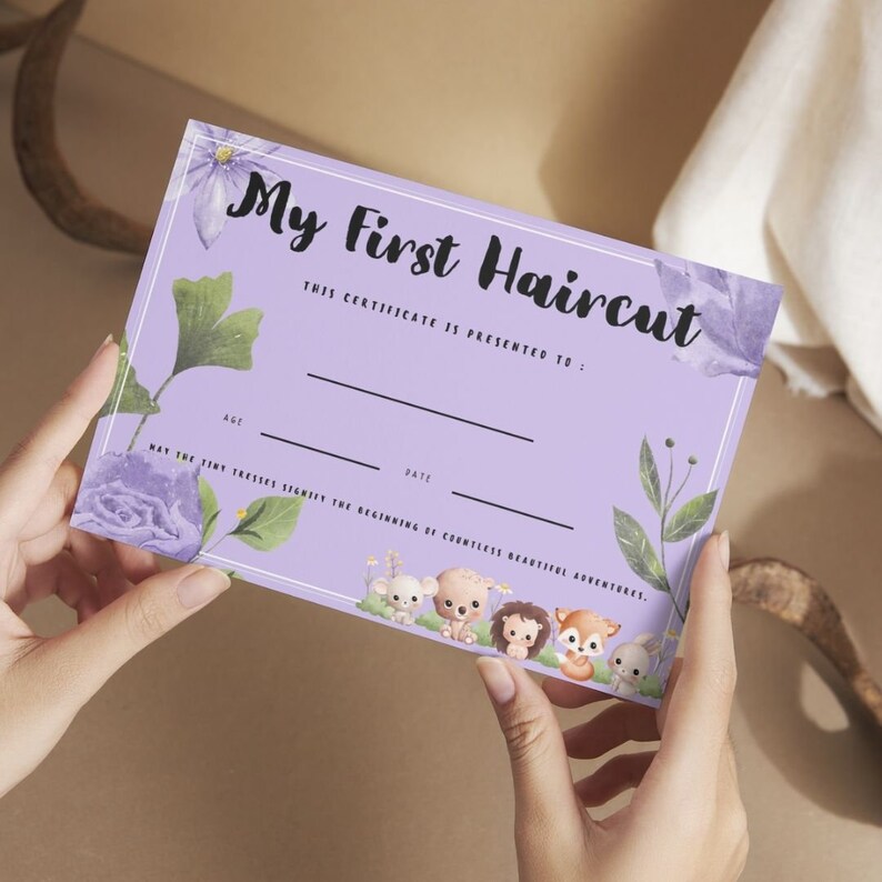 My First Haircut Certificate, Milestone Marker First Haircut Award for ...