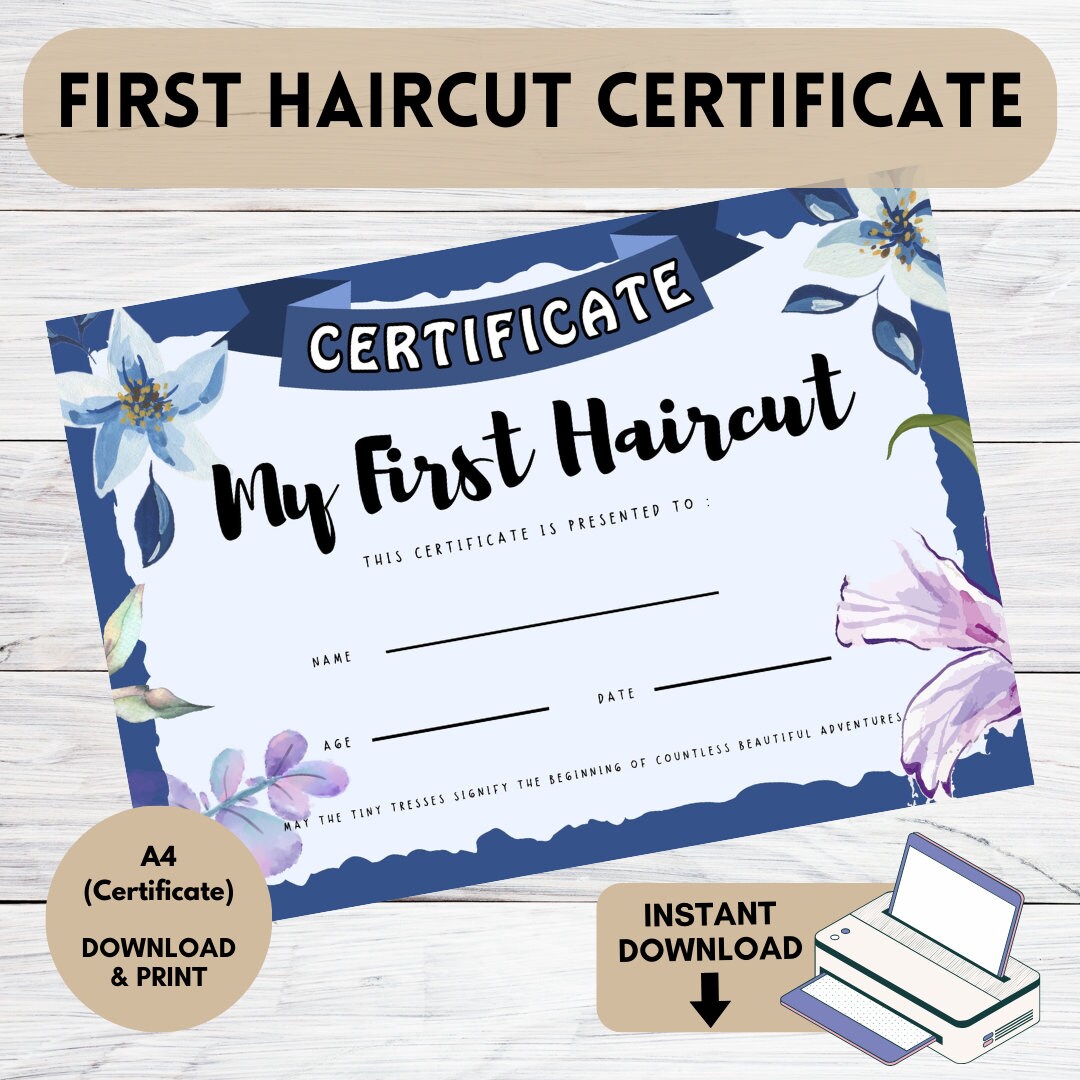 My First Haircut Certificate, Milestone Marker First Haircut Award for ...