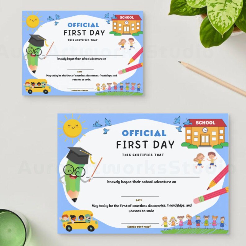 First Day of School Certificate | Printable Keepsake (PDF + PNG) - Etsy UK