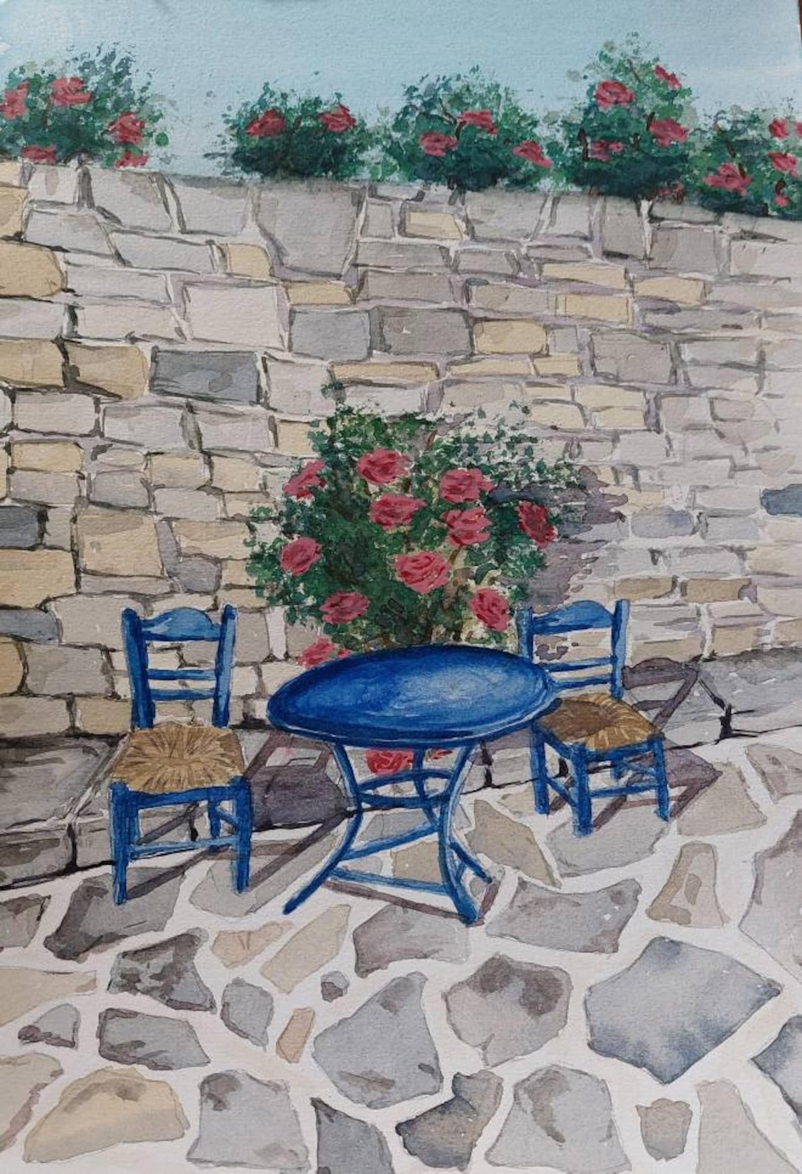 Watercolour Painting, Crete Artwork, Greek Wall Art, Holiday Painting ...