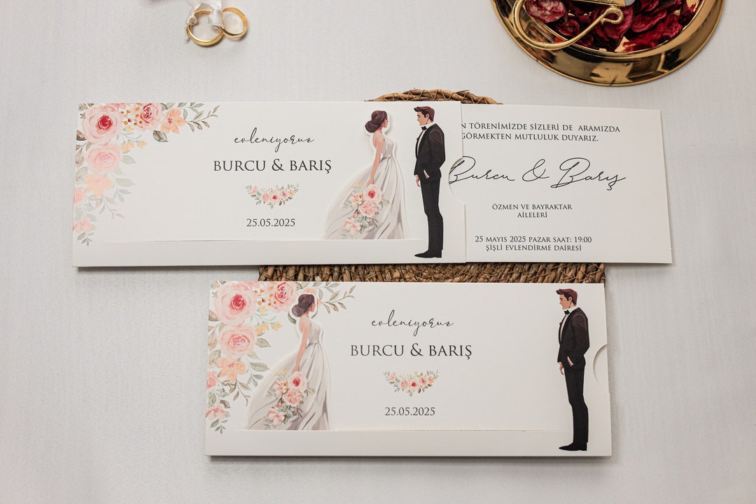 Sliding Bride Wedding Invitation Bride and Groom - Etsy