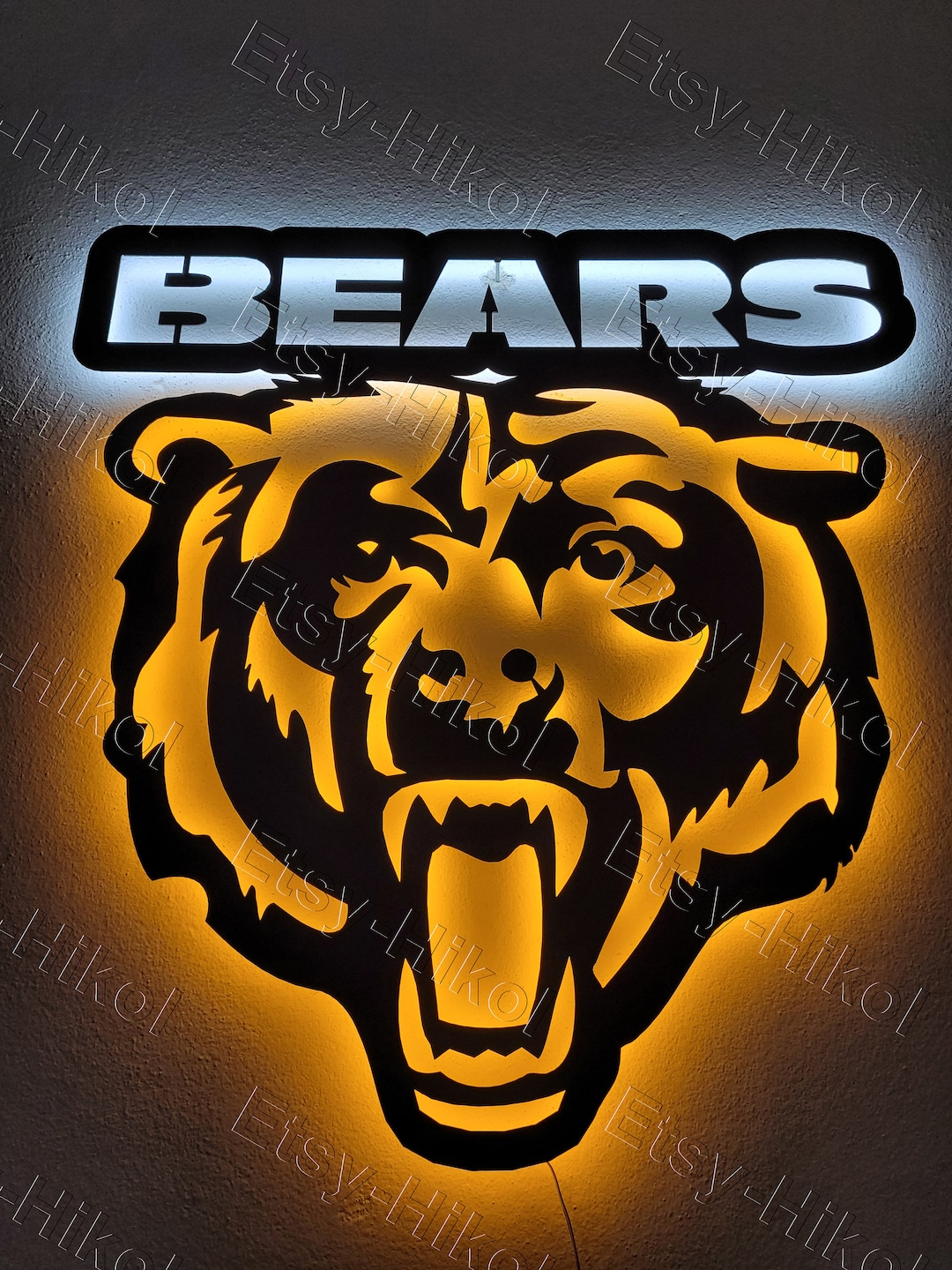 Chicago Bears Metal Led Wall Sign Chicago Bears Led Decor - Etsy