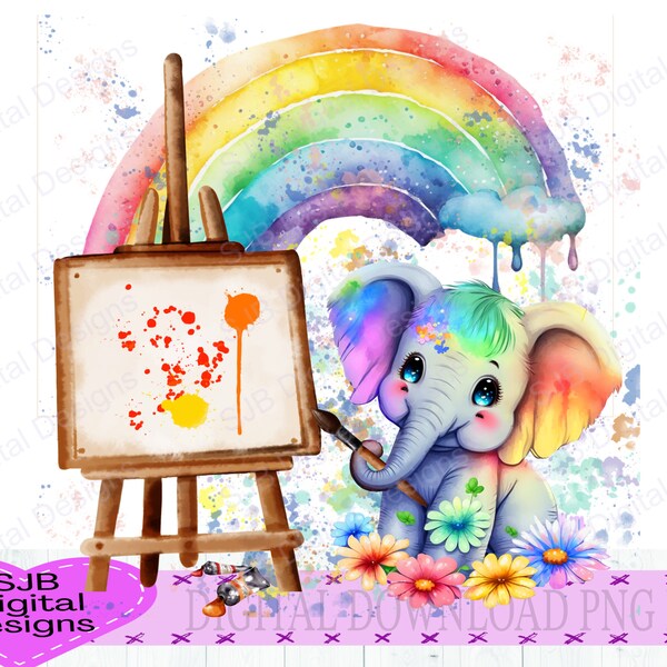 Rainbow Elephant - Etsy