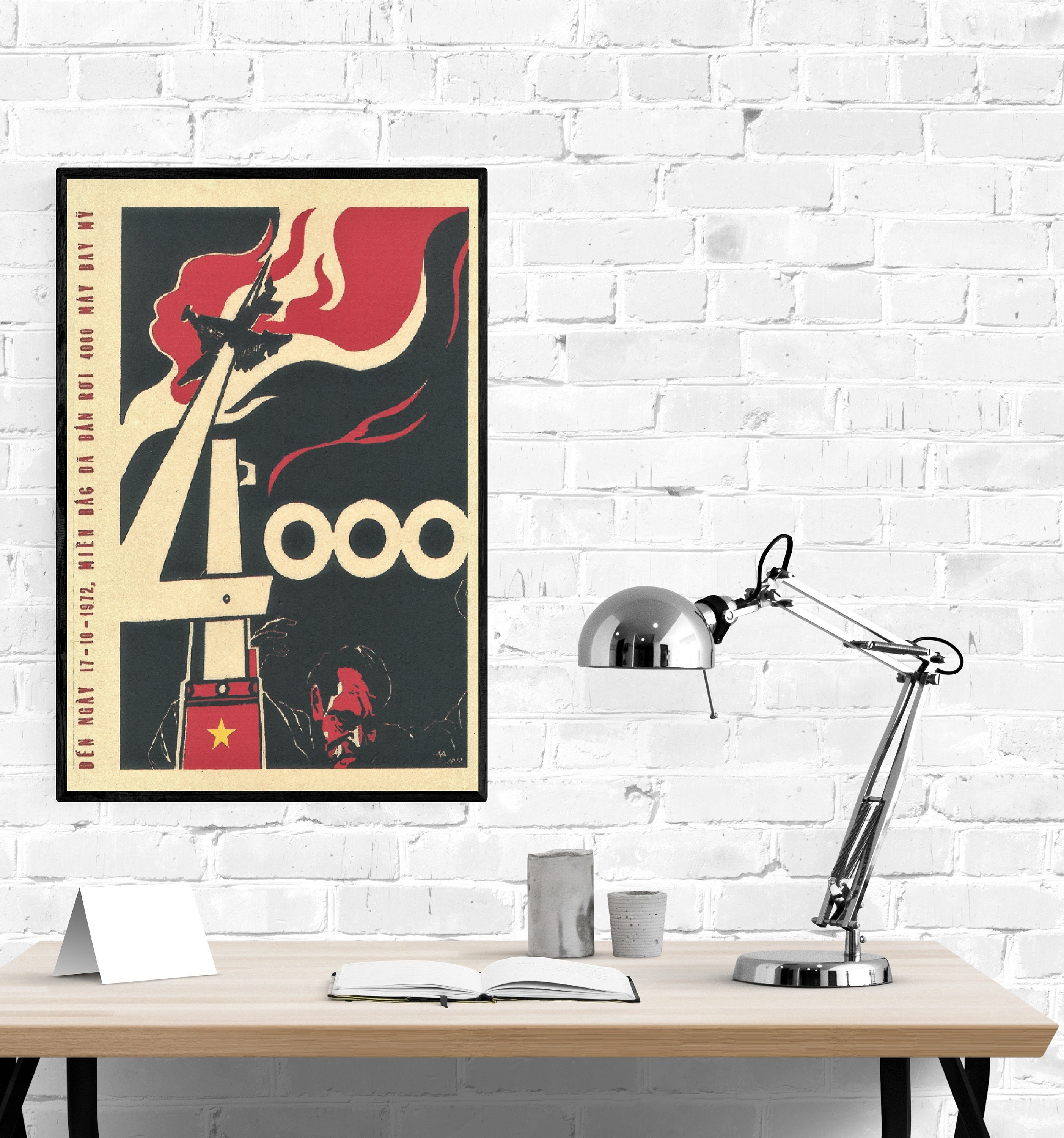 Old Rice Paper Vietnam War Poster Propaganda Commemorating the North ...