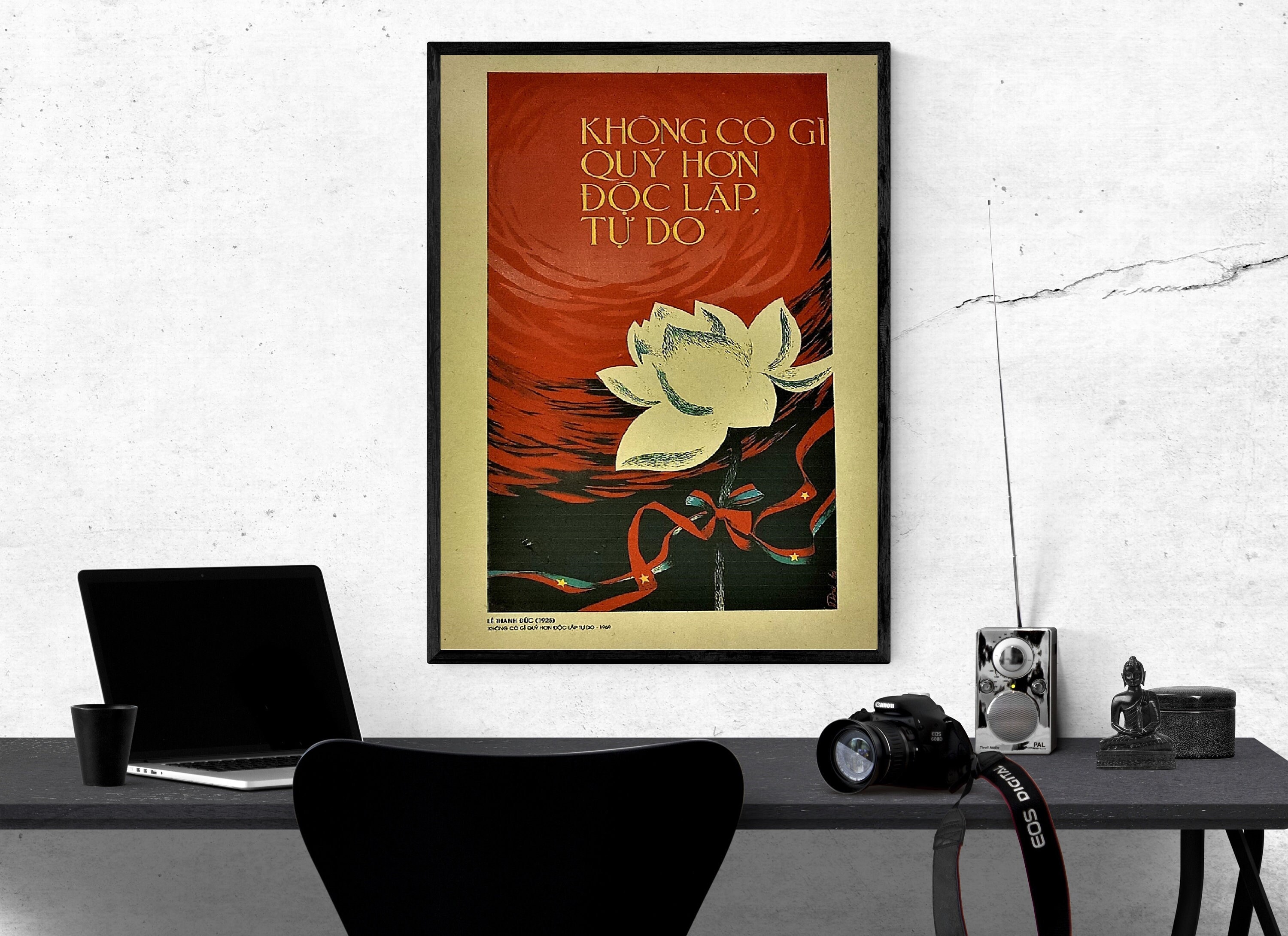 Vietnam War Propaganda Poster: White Lotus, Independence Slogan ...