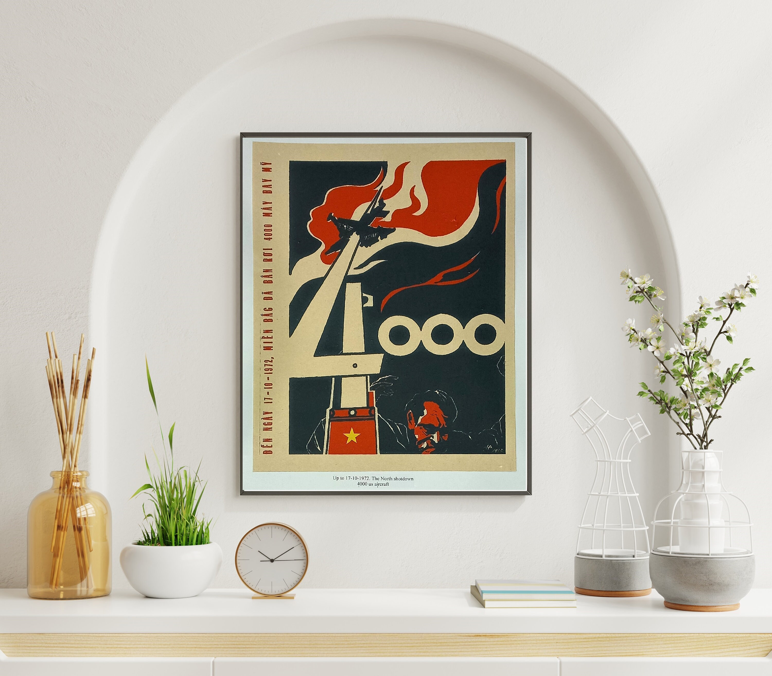 Old Rice Paper Vietnam War Poster Propaganda Commemorating the North ...