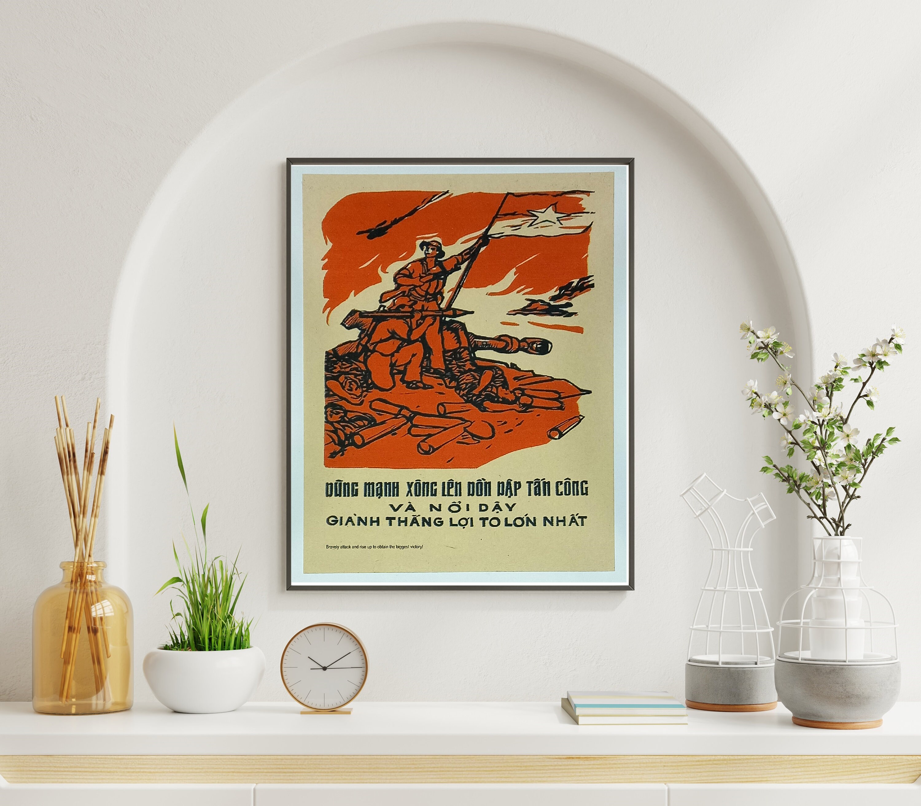 Old Vietnam War Propaganda Poster Soldiers Bravely Attach Rise up to ...