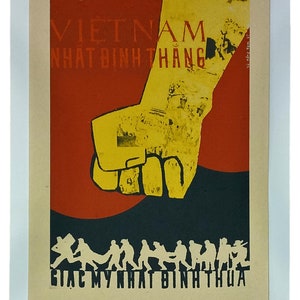 Vintage Vietnam War Poster Vietnam Will Definitely Win Rallying Cry US ...