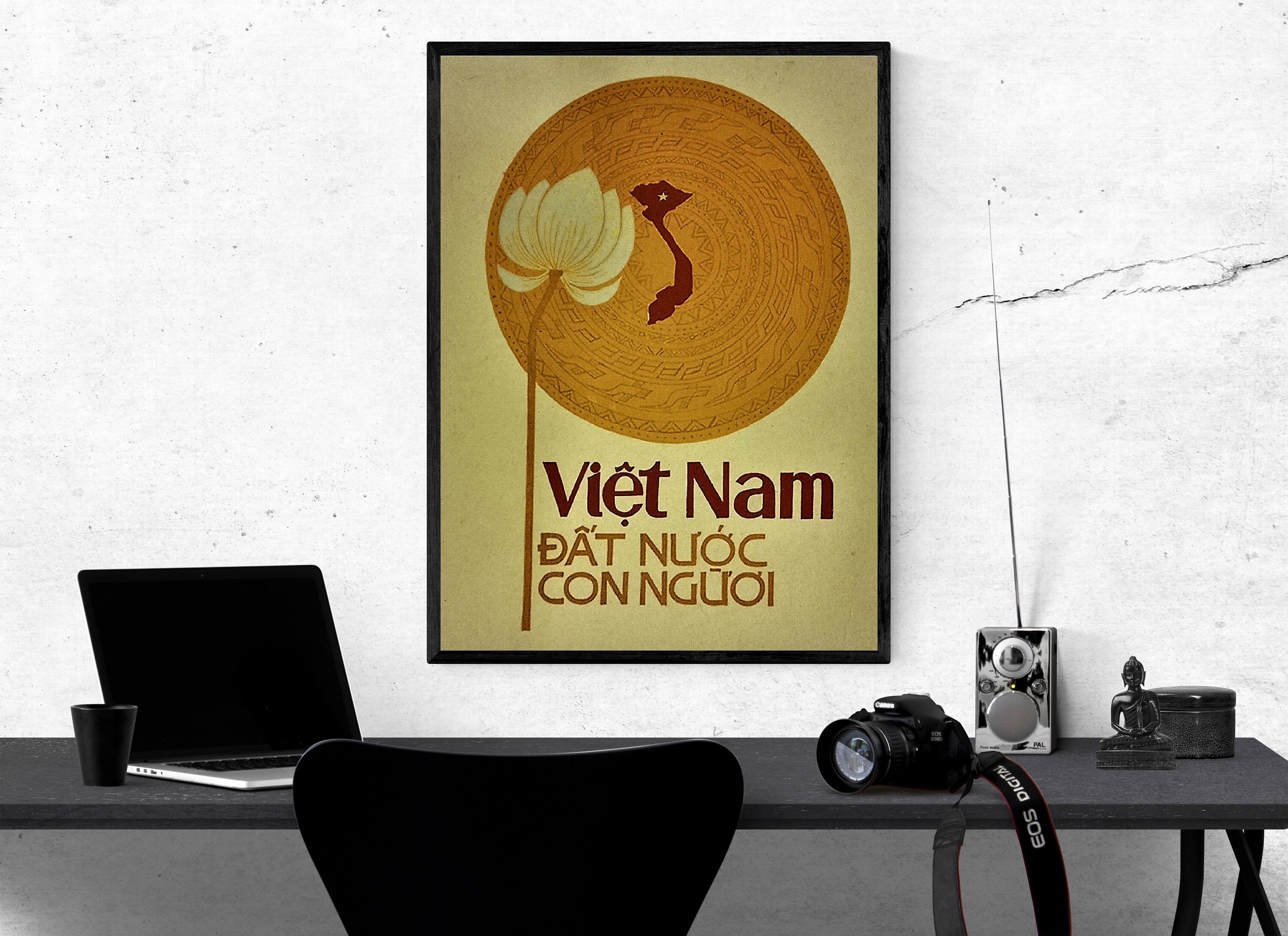 Vietnam War Propaganda Poster: Bronze Drum & Lotus - Rice Paper Print ...
