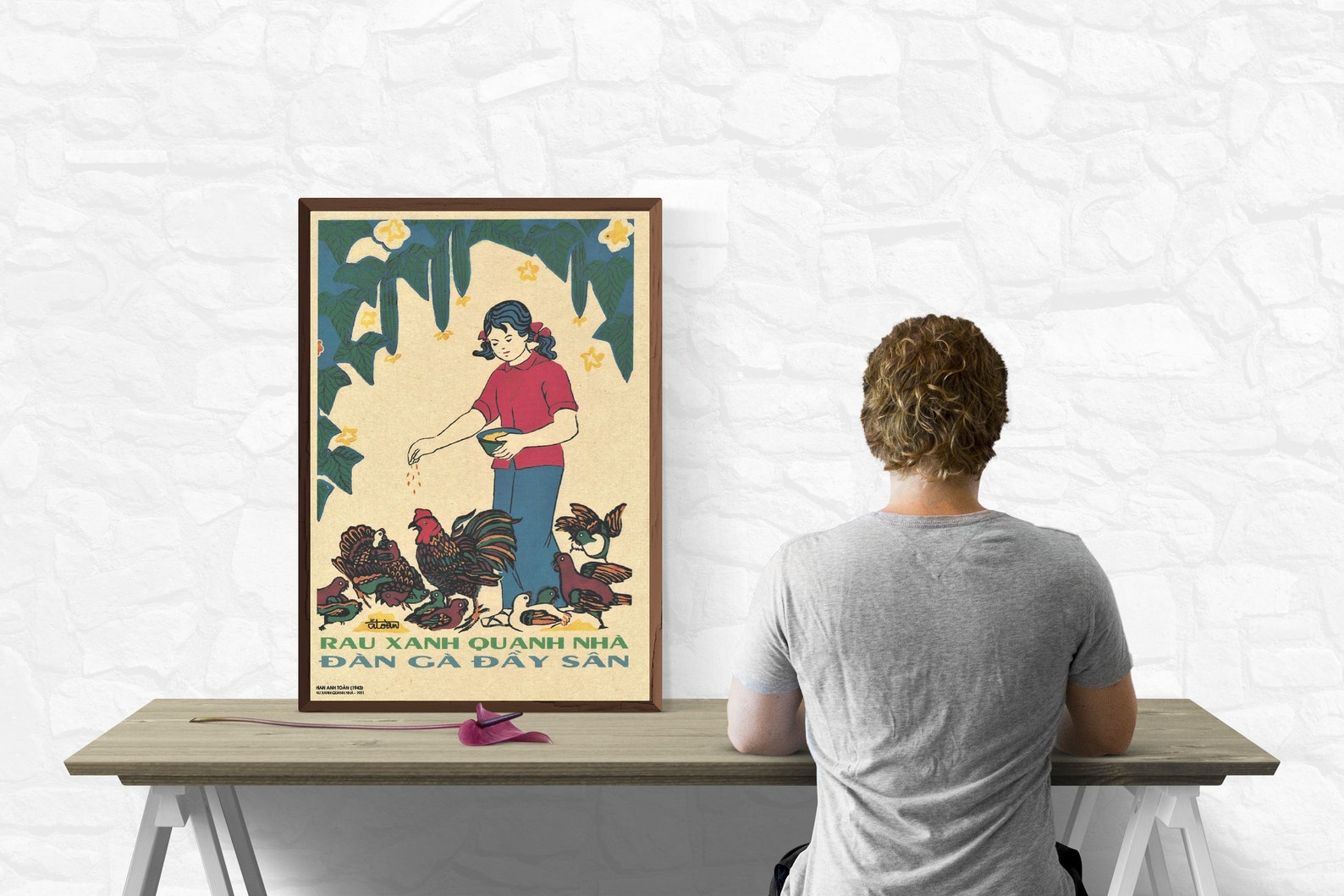 Old Vietnam Propaganda Poster - Grow Green Vegetables and Raise ...