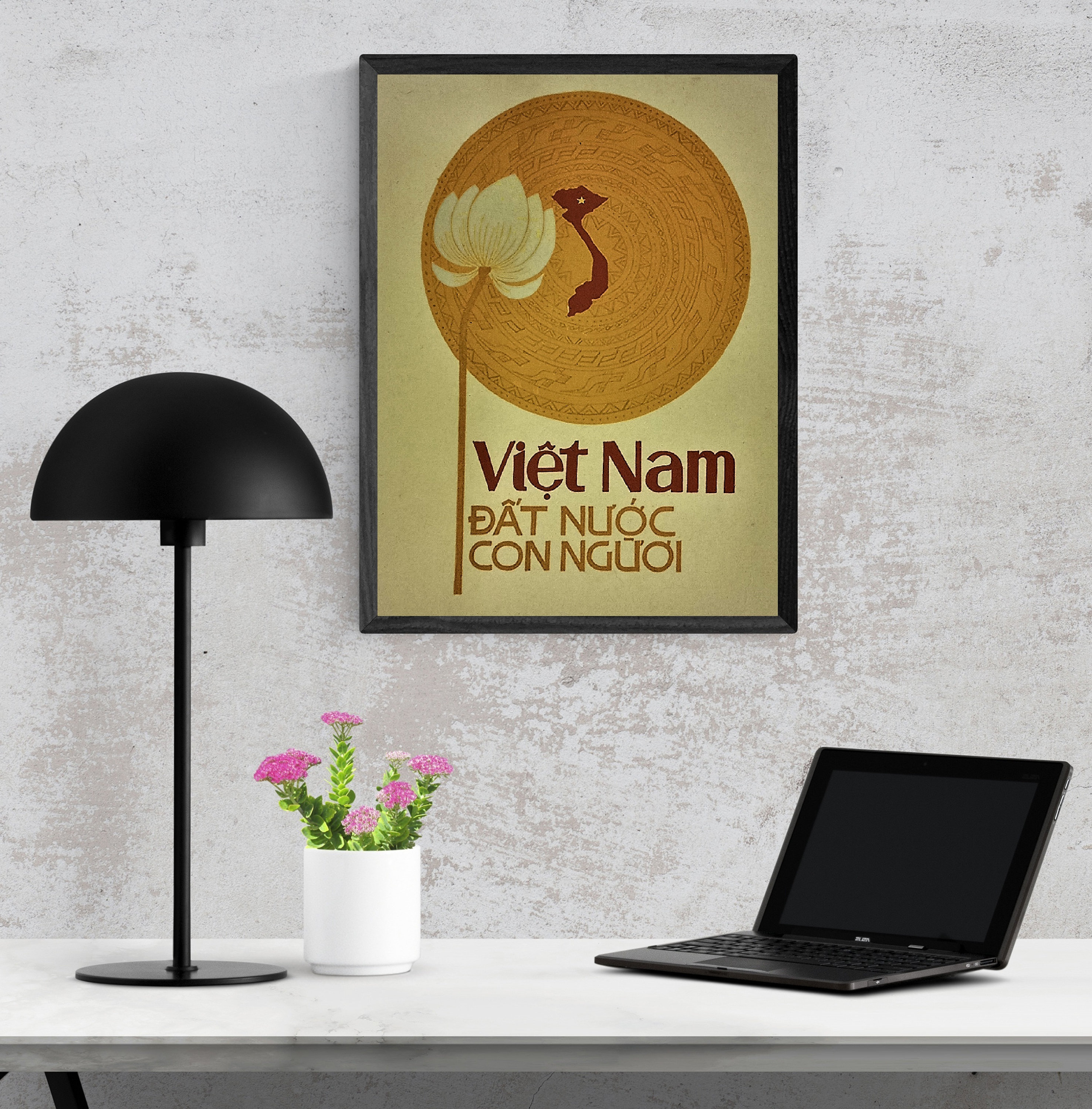 Vietnam War Propaganda Poster: Bronze Drum & Lotus - Rice Paper Print ...