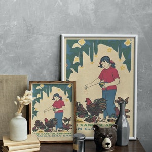 Old Vietnam Propaganda Poster - Grow Green Vegetables and Raise ...