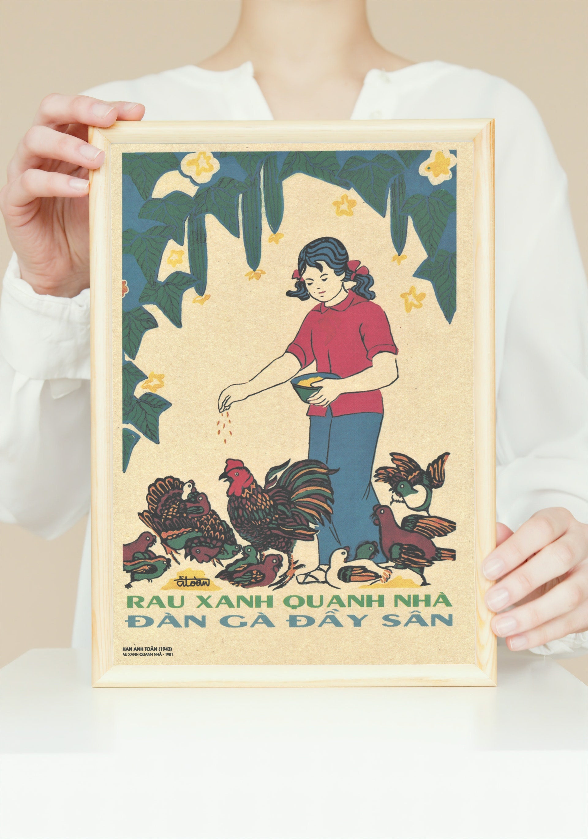 Old Vietnam Propaganda Poster - Grow Green Vegetables and Raise ...