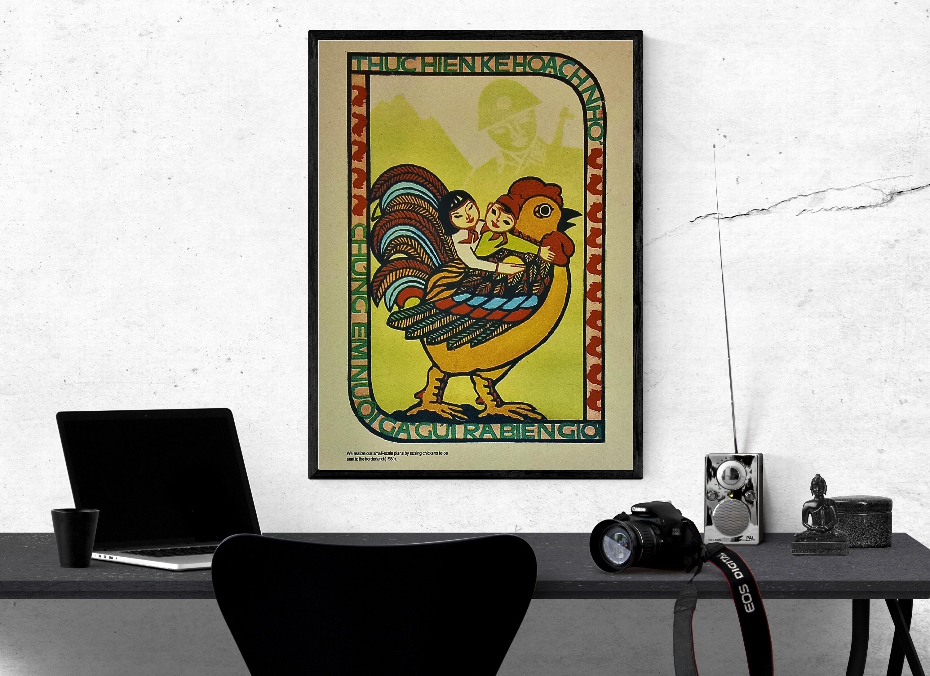 Vietnam Poster War Propaganda Families Should Farm and Raise Chickens ...