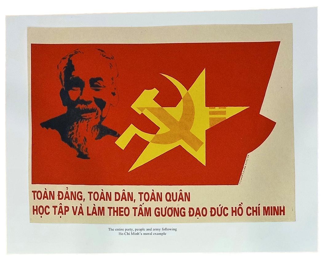 Vietnam War Poster Propaganda Vietnamese Flag Following With Communist ...
