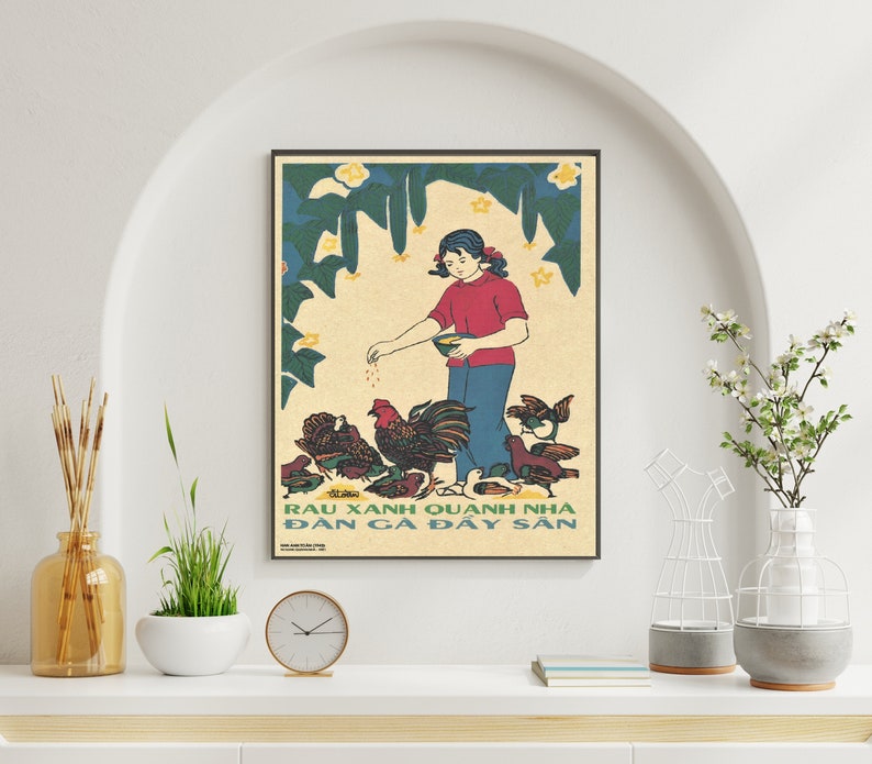Old Vietnam Propaganda Poster - Grow Green Vegetables and Raise ...