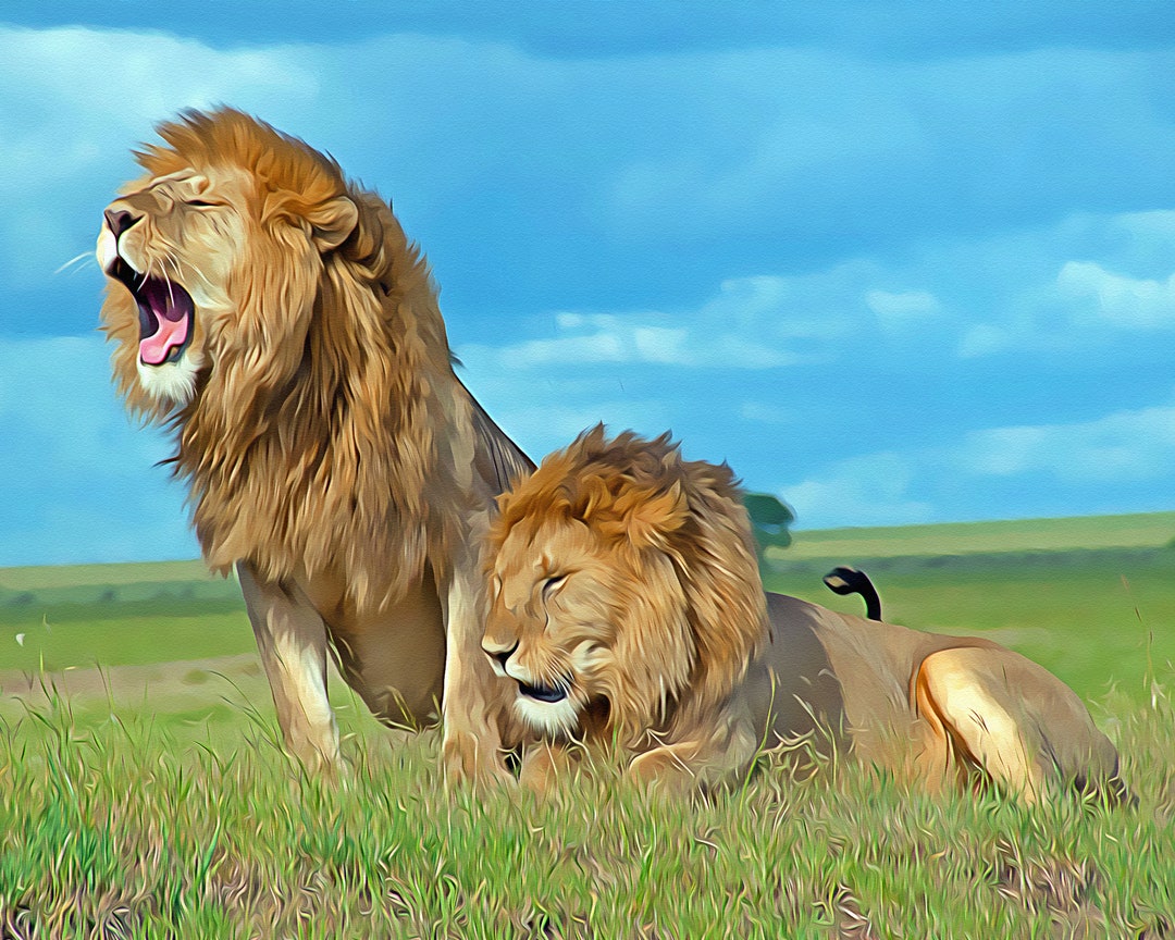 Lion Home Decor, Lion Painting, Lion Wall Decor, Lion Wall Art Print ...