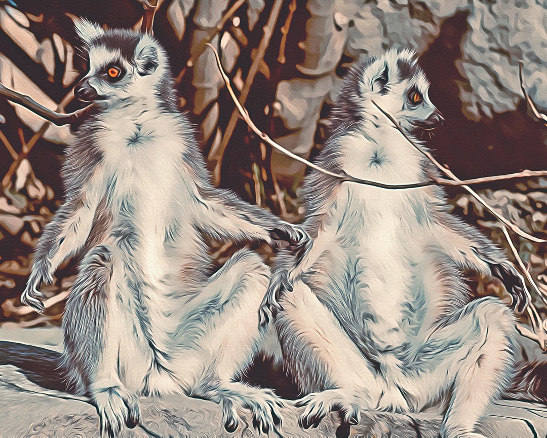 Lemur Wall Art Oil Painting Digital Download Printable - Etsy