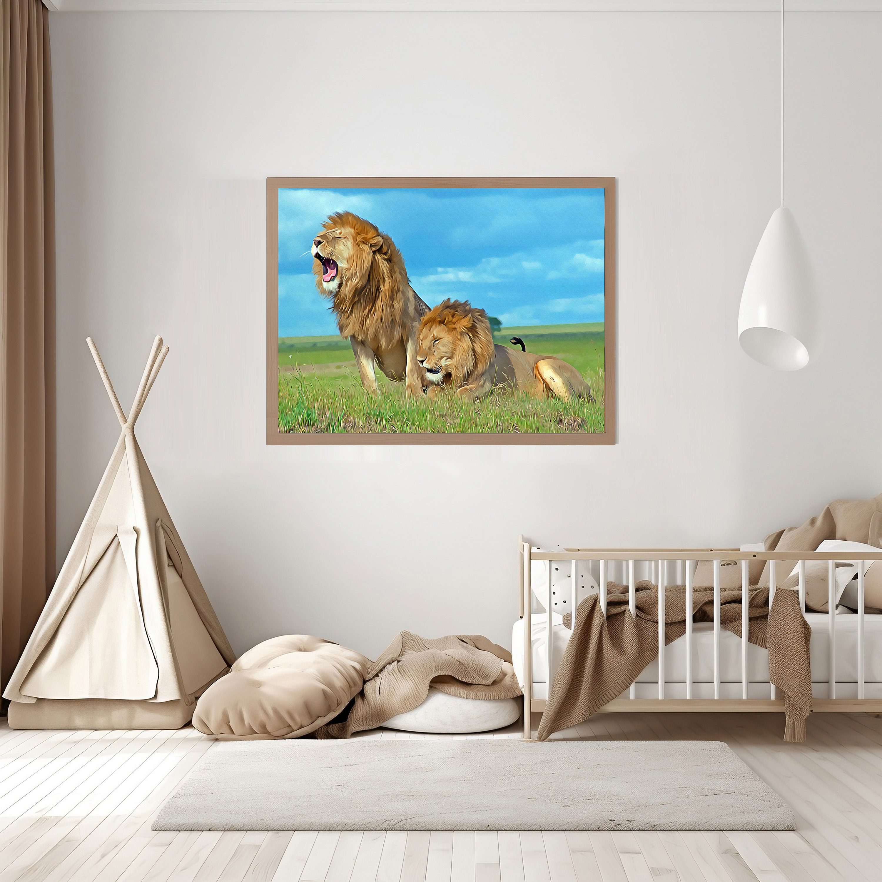 Lion Home Decor, Lion Painting, Lion Wall Decor, Lion Wall Art Print ...