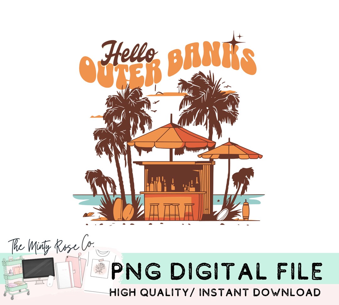 Outer Banks, NC Coast Png, Beach Png, Sublimation, Outer Banks Beach ...